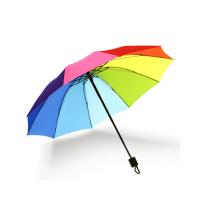 China Customized Polyester 190T 3 Folding Rainbow Color Umbrella BSCI for sale