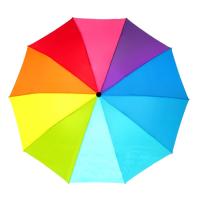 China Customized Polyester 190T 3 Folding Rainbow Color Umbrella BSCI for sale