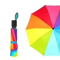 China Customized Polyester 190T 3 Folding Rainbow Color Umbrella BSCI for sale