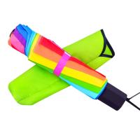 China Customized Polyester 190T 3 Folding Rainbow Color Umbrella BSCI for sale