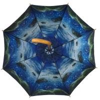 China Auto Open Double Layer 190T Pongee Fabric Wooden J Handle Umbrella for sale