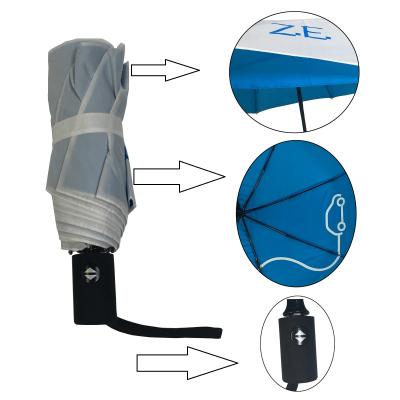 China Auto Open Close 190T Pongee Double Layer Folding Umbrella 21 Inch Metal Ribs for sale