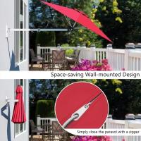 China 8FT 10FT Wall Mounted Cantilever Sun Umbrella with 28mm 32mm Adjustable Pole and Waterproof Polyester Canopy for sale