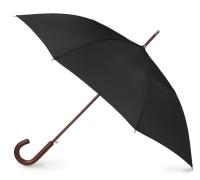 China BSCI 23x8K Auto Open Wooden Handle Umbrella 190T Pongee Fabric Black for sale