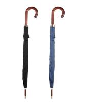 China BSCI 23x8K Auto Open Wooden Handle Umbrella 190T Pongee Fabric Black for sale