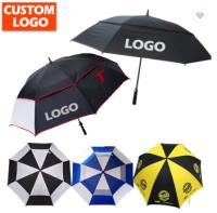 China Windproof Auto Open 30 60 Pongee Sublimation Golf Umbrella Custom Logo for sale