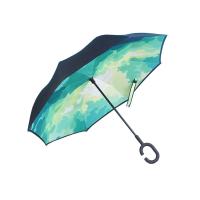 China 23 Inch Double Layer Windproof Reverse Inverted Umbrella C Handle UV Protection UPF 50 for sale