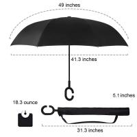 China 23 Inch Double Layer Windproof Reverse Inverted Umbrella C Handle UV Protection UPF 50 for sale