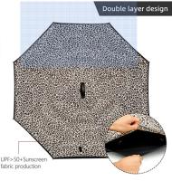 China Custom Fiberglass Frame Double Layer Reverse Inverted Umbrella With C Shape Handle for sale