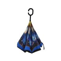 China 23-Inch Custom Fiberglass Frame Reverse Inverted Umbrella with C-Shape Handle and Double Layer UPF50+ Protection for sale