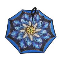 China 23-Inch Custom Fiberglass Frame Reverse Inverted Umbrella with C-Shape Handle and Double Layer UPF50+ Protection for sale