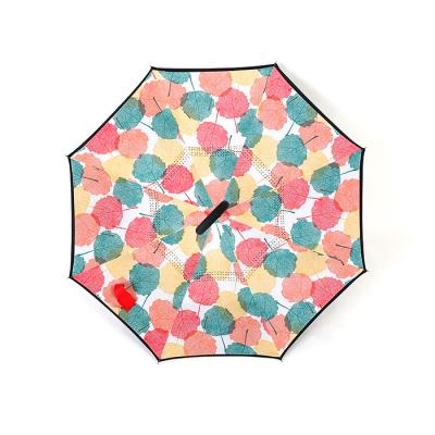 China C Handle 190T Reverse Inverted Umbrella Double Layer Inside Out Windproof 49 Arc for sale