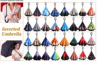 China C Handle 190T Reverse Inverted Umbrella Double Layer Inside Out Windproof 49 Arc for sale