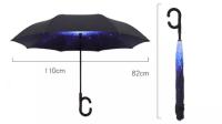 China 23 Inch Reverse Invert Pongee Upside Down Umbrella Double Layer Windproof C Handle for sale