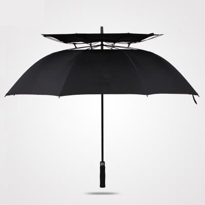 China Customized Semi Automatic Golf Umbrella 27 Inch Double Canopy Windproof Waterproof for sale