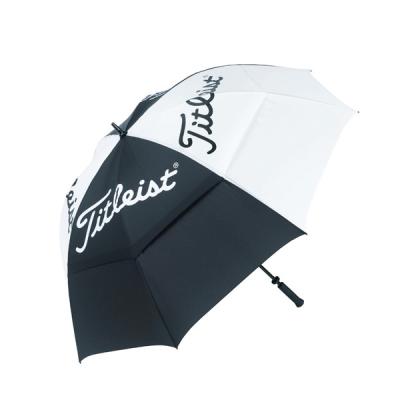 China Double Layer Windproof Auto Open Straight Golf Umbrella 27 Inch Custom Logo for sale