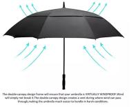 China Double Layer Windproof Auto Open Straight Golf Umbrella 27 Inch Custom Logo for sale