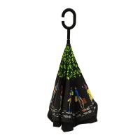 China Custom C Handle Reverse Inverted Umbrella Windproof Double Layer for sale