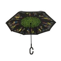 China Custom C Handle Reverse Inverted Umbrella Windproof Double Layer for sale