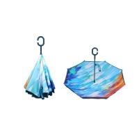 China Reverse Double Layer Inverted Umbrella Cars Custom C Handle Windproof for sale