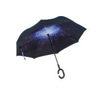 China Double Layer Inverted Reverse Umbrella 49 Inch Arc C Handle Windproof Auto Open for sale
