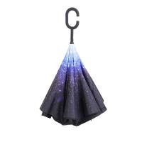 China Double Layer Inverted Reverse Umbrella 49 Inch Arc C Handle Windproof Auto Open for sale