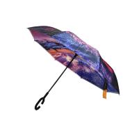 China Upside Down Cars C Handle Reverse Inverted Umbrella Double Layer Windproof for sale