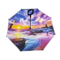 China Upside Down Cars C Handle Reverse Inverted Umbrella Double Layer Windproof for sale