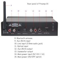 China Dual Channel Small Stereo Audio Pre Amplifier HD Bluetooth Preamp Receiver for sale