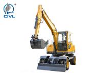 China 6000kg Wheeled Excavator / Mini Tire Excavators / Wood Grabber New Compact Excavators 55kw Engine Excavator Color Option for sale