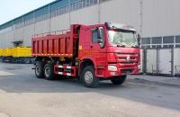 China Large power HOWO 6X4 Euro III Red Heavy Duty Dump Truck for unloading for sale