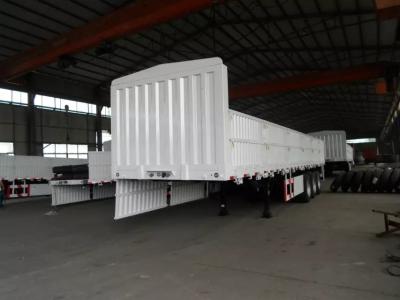China Fuwa Three Axle Flat Bed Side Wall Semi Trailer Trucks 40 - 50T 2.5mm Thick Chequer Plate for sale