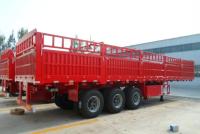 China Fuwa Three Axle Flat Bed Side Wall Semi Trailer Trucks 40 - 50T 2.5mm Thick Chequer Plate for sale