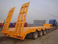 China Transporting Construction MAchinery ISO CCC Low Flat Bed Trailer With 3 FUWA Axles, BPW Axles for sale