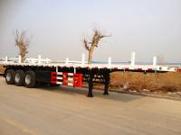 China 13000 Mm Length Flatbed Semi Trailers / Container Trailer Mechanical Suspension 3 axle / 2 axle semitrailer for sale