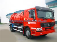 China Red Diesel Sewage Suction Truck 6 Cubic Meters with 5m Suction Depth , EURO II for sale