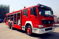China 14m3 Water Tank Fire Fighting Trucks , Sinotruk Howo Fire Engine Truck Euro II Engine Red Color for sale