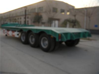 China 3 Axles Manual Semi Trailer Trucks Low Bed , Two Single Cargo Truck for sale