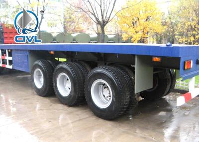 China 13000 Mm Length Flatbed Semi Trailers / Container Trailer Mechanical Suspension 3 axle / 2 axle semitrailer for sale