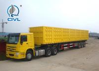 China Blue 50 Ton Low Bed Trailer Two Single , 2 Axles dumper Semi Trailer Truck for sale