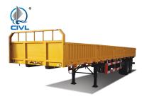 China Three Axle Semi Trailer Trucks , Yeallow Color Sidewall Semi Trailer Flatbed Trailer for sale