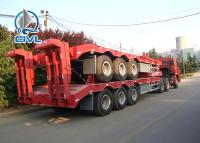 China 60 Tons Low Bed Semi Trailer , 3 Axles Flat Low Flatbed Trailer Manual Transmission for sale