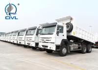 China 280HP 4 x 4 HOWO Heavy Duty Dump Truck White / Red EURO II 50 Ton for sale