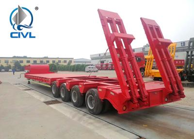 China Low Bed 50 Ton Semi Trailer Trucks 3 Axles Gooseneck Drop Deck for sale