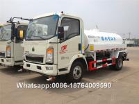 China Water tanker truck 116hp Engine 4x2 6 Speeds 5m3 Water Bowser Truck Sinotruk liquid tank truck Howo 7995kgs for sale