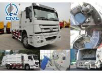 China 371Hp Automatic HOWO 4x2 Compact Rear Load Garbage Truck 12m3   EuroIII White Color for sale