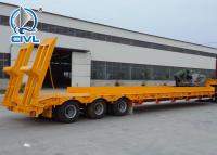 China 3 Axles Manual Semi Trailer Trucks Low Bed Two Single Cargo Truck New Condition for sale