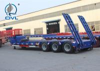 China 3 Axles Manual Semi Trailer Trucks Low Bed Transport Heavy Duty Machinery for sale
