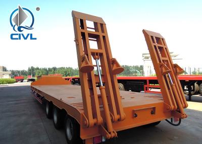 China 3 Axles Manual Semi Trailer Trucks Low Bed Two Single Cargo Truck New Condition for sale