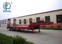 China 3 Axles Manual Semi Trailer Trucks Low Bed Transport Heavy Duty Machinery for sale